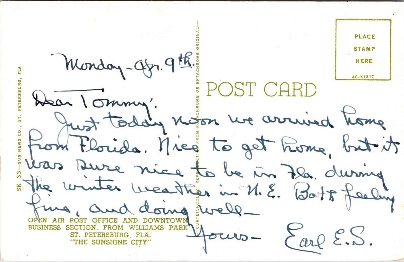 Open Air Post Office Building St Petersburg Florida Chrome WOB Postcard ...