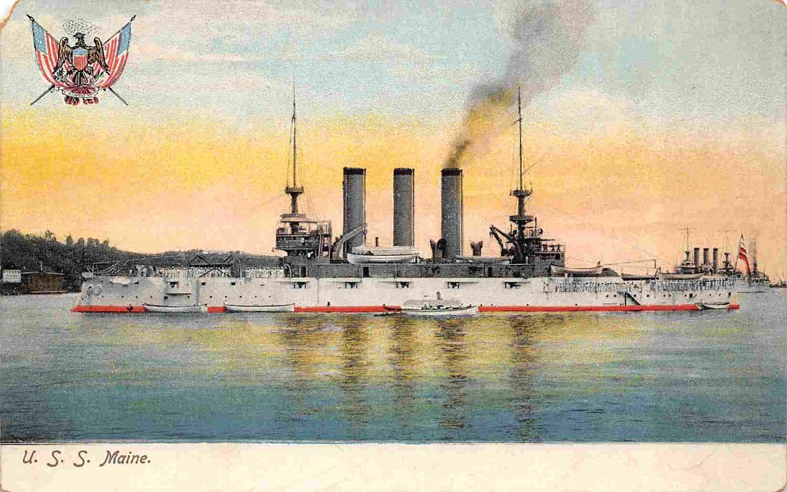 USS Maine Battleship US Navy Warship 1910c postcard | Topics ...