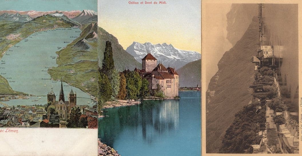 Lac Leman Map Chillon Dent Du Midi 3x Old Switzerland Postcard s ...