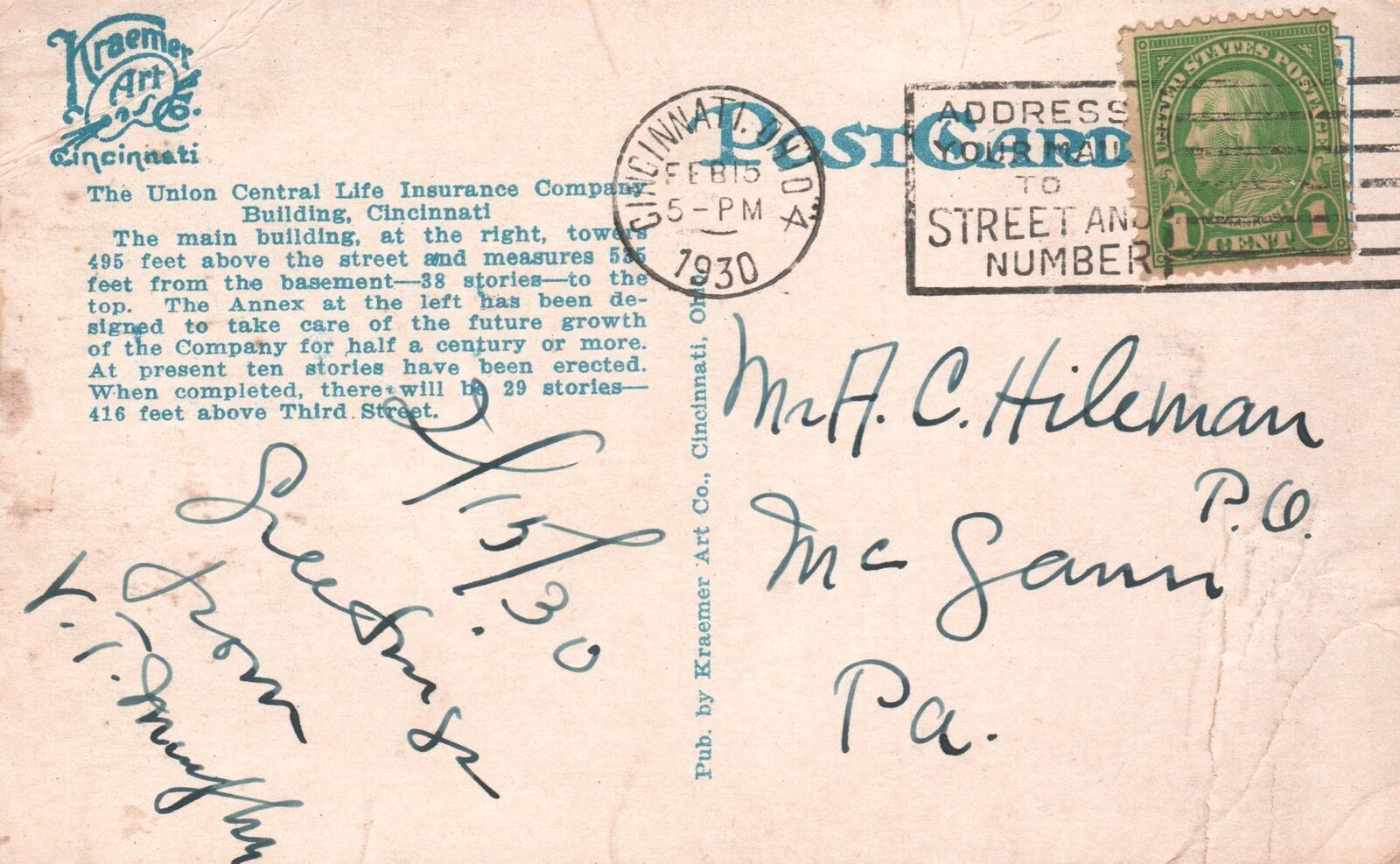 Vintage Postcard 1930 Union Central Life Insurance Building Annex ...