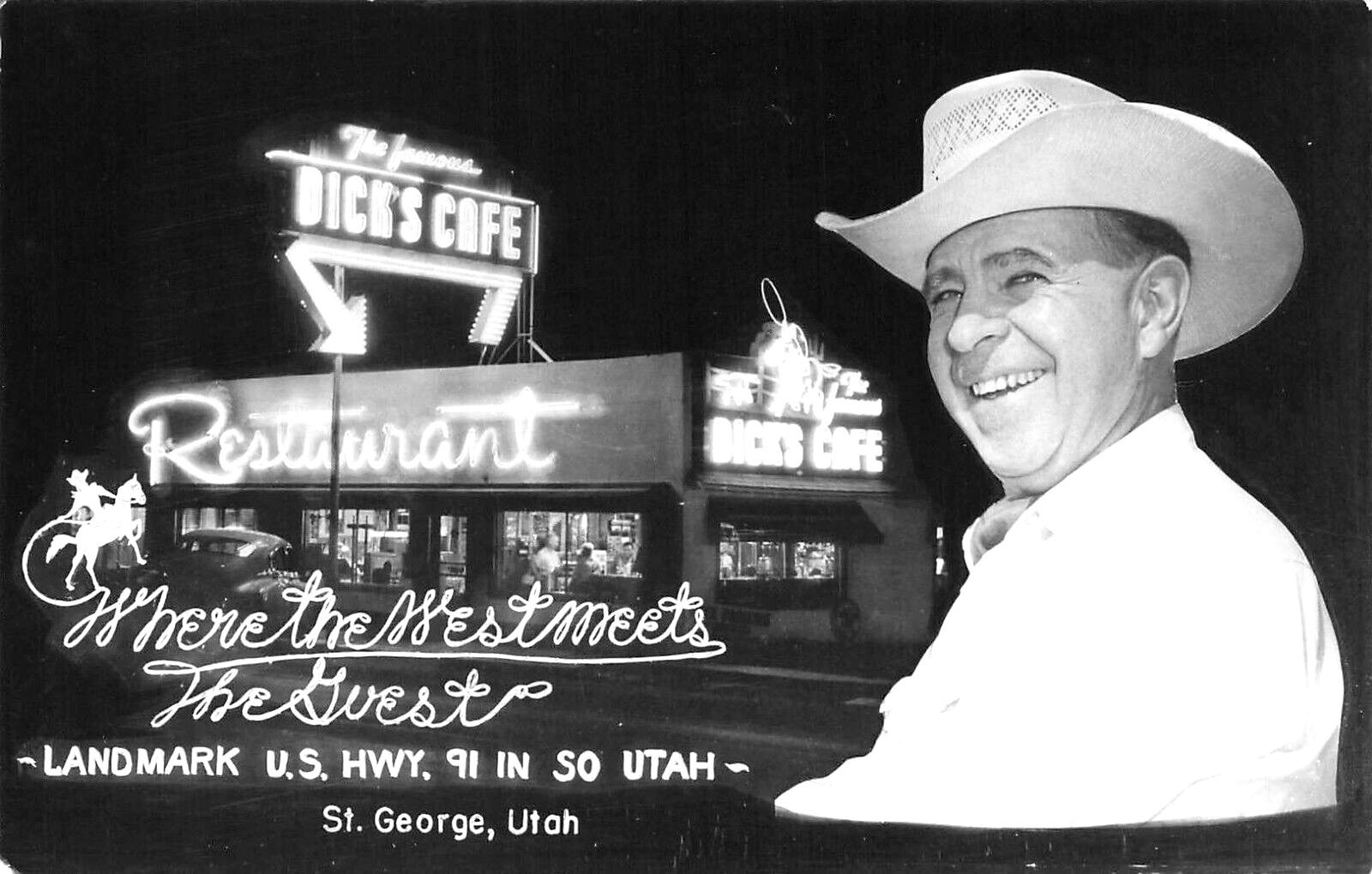 St George UT "The famous Dick's Cafe" Horseshoe Counter, Real Photo ...