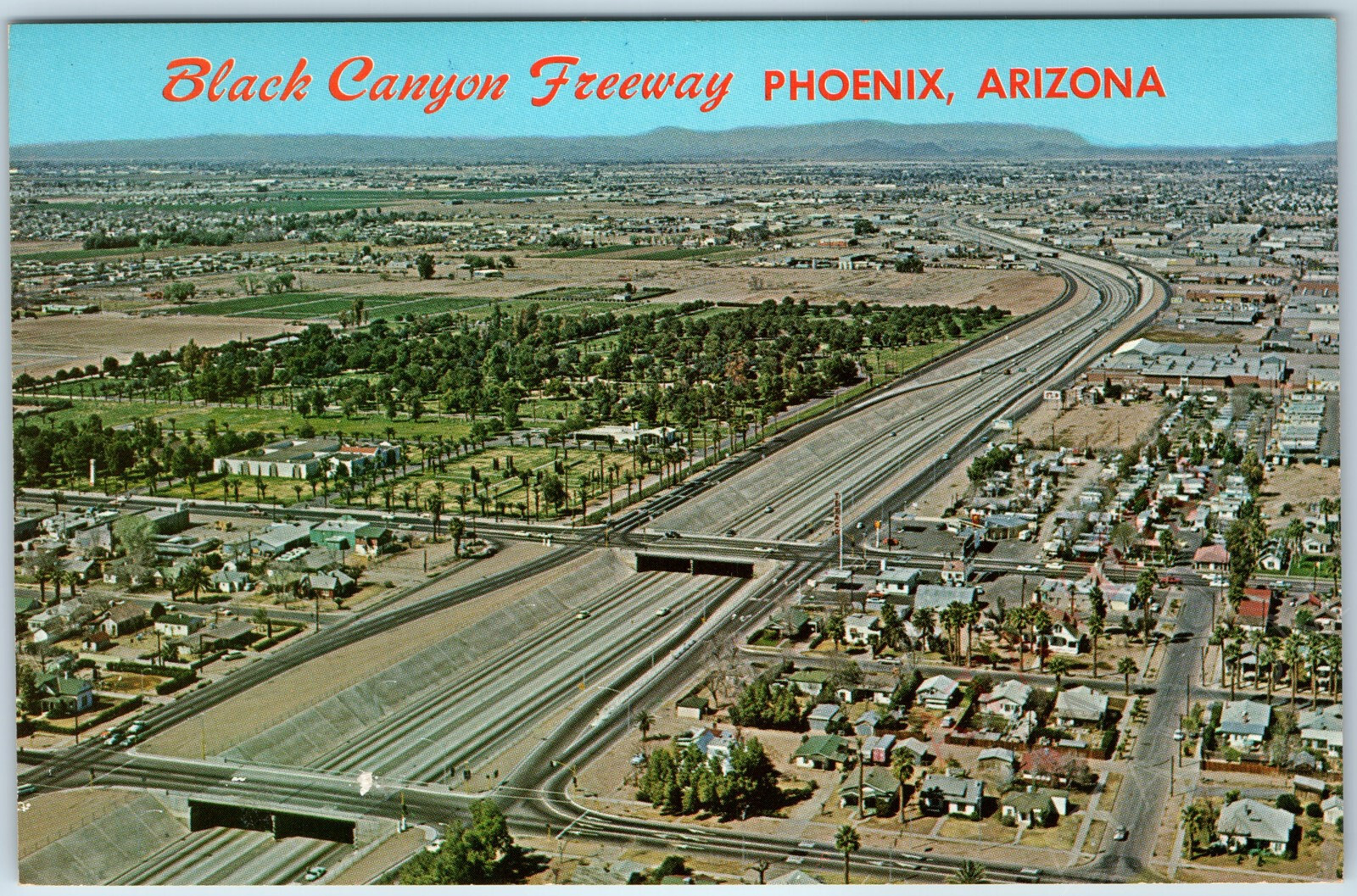 1970 Phoenix Ariz Black Canyon Freeway Highway Interstate Aerial Bob ...