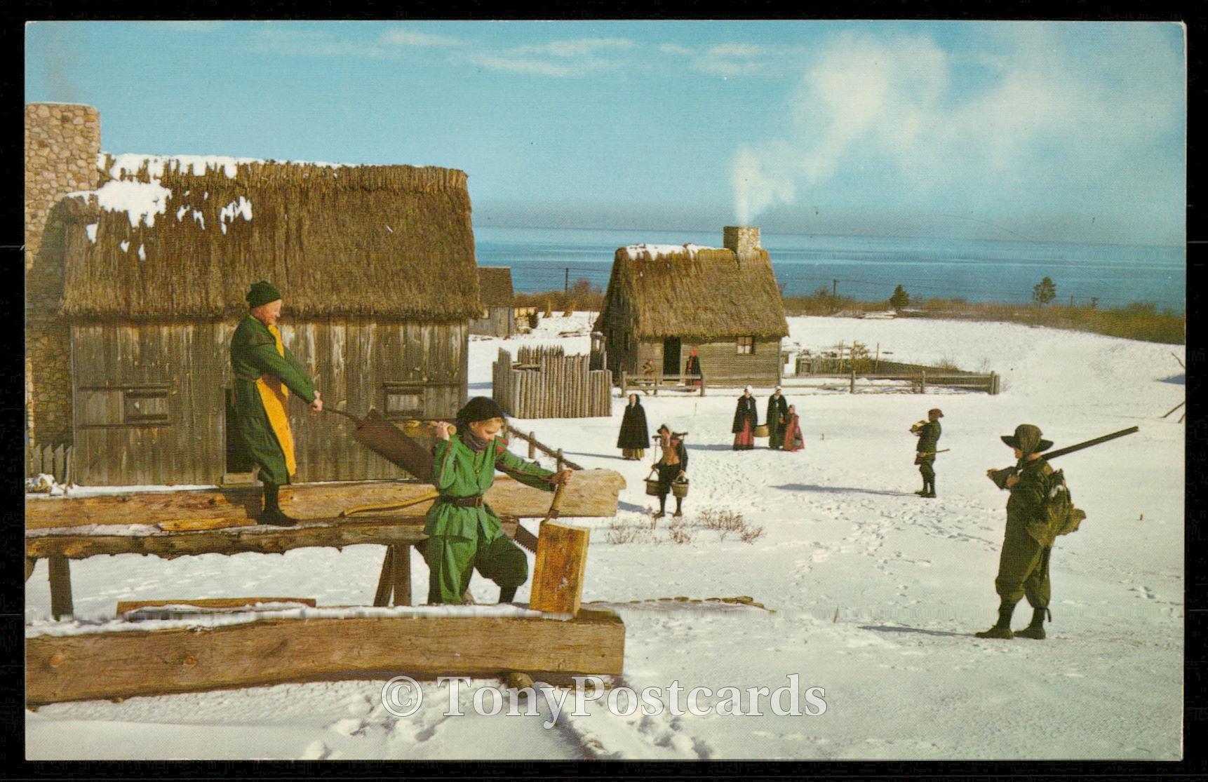 The Pilgrims at the Replica Pilgrim Village - Scene of Winter Life at ...