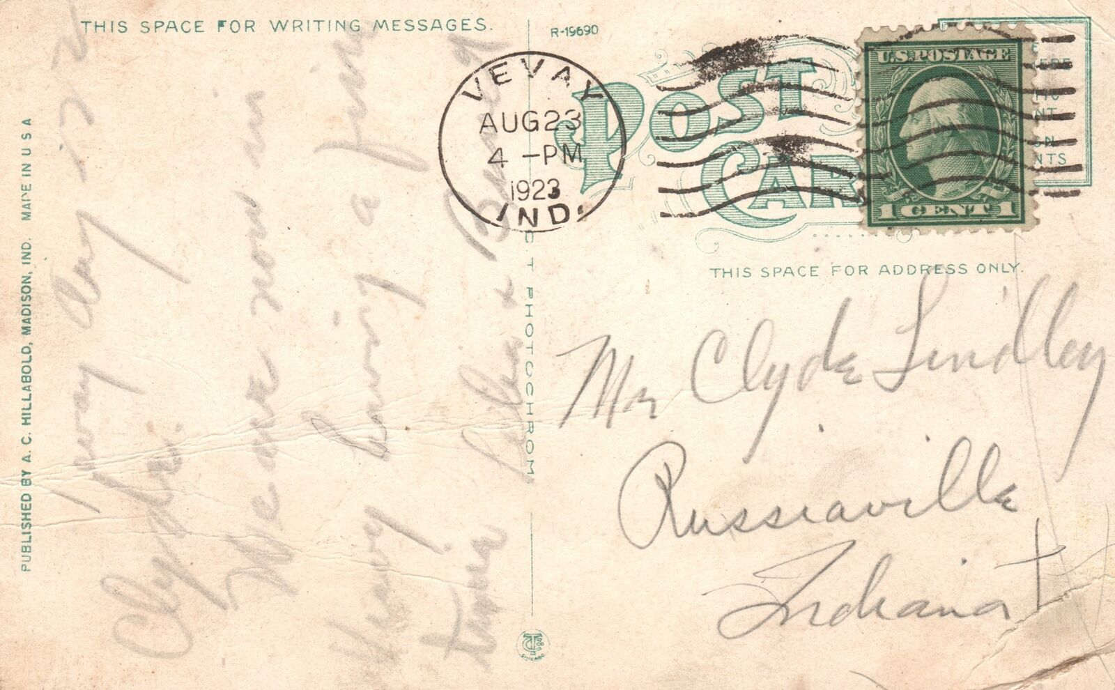 Vintage Postcard 1923 P. C. C. & St. L. Railroad Cut Madison Indiana A ...