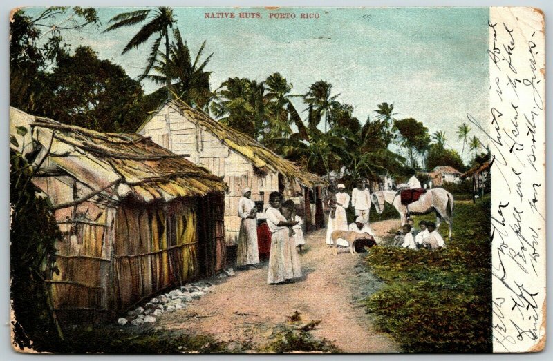 Native Huts, Puerto Rico 1908 - Postcard | Latin & South America ...