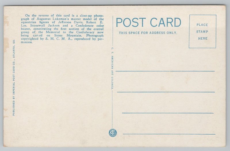 Military~Stone Mountain Confederate Memorial~Augustus Lukeman~Vintage ...