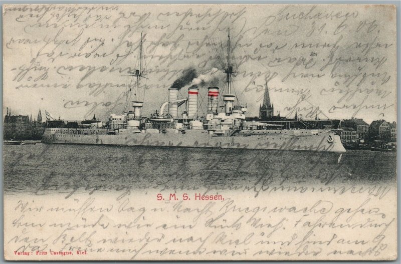 German Military Battleship SMS Hessen Antique Postcard | Europe ...