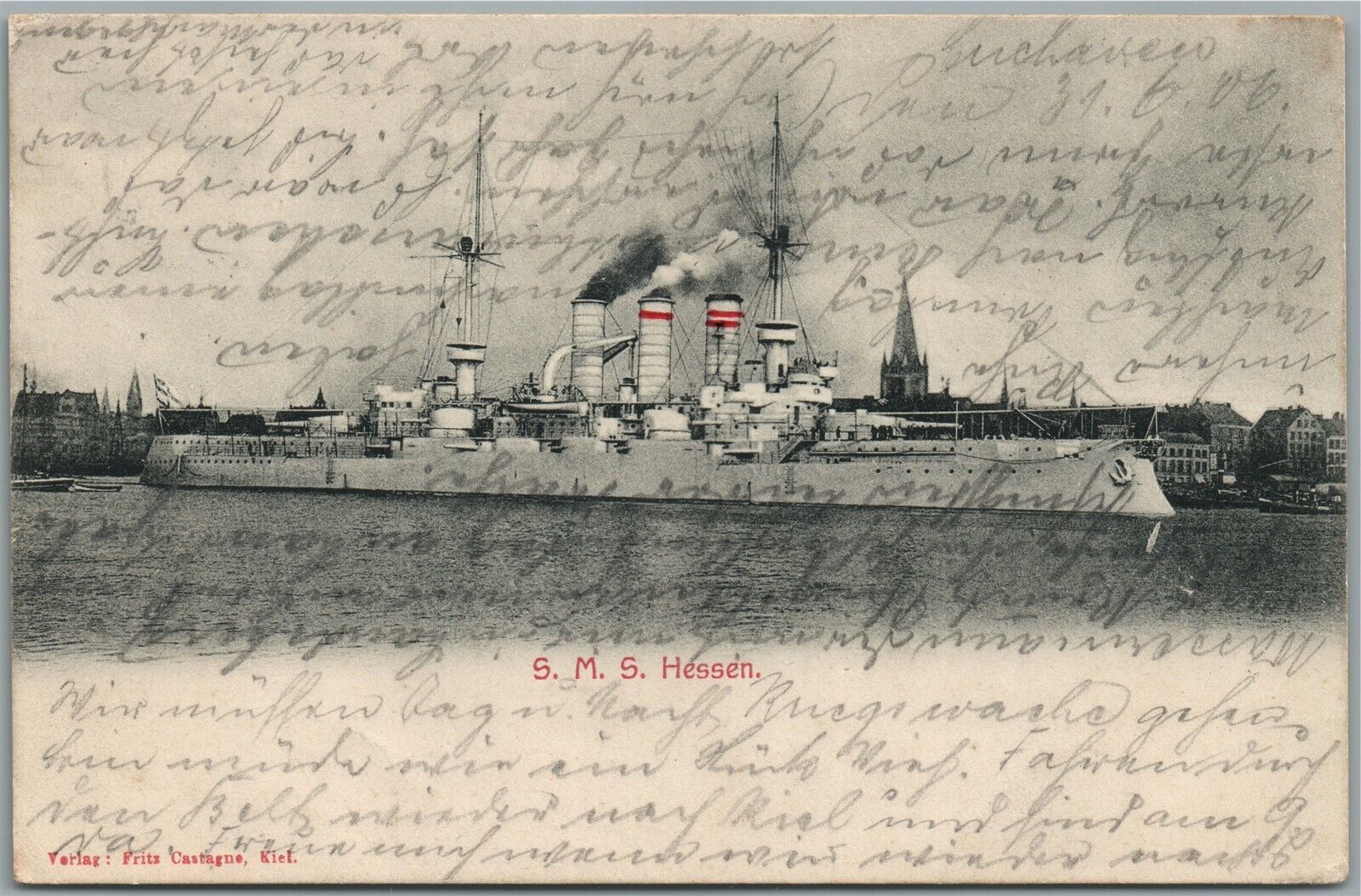 German Military Battleship SMS Hessen Antique Postcard | Europe ...