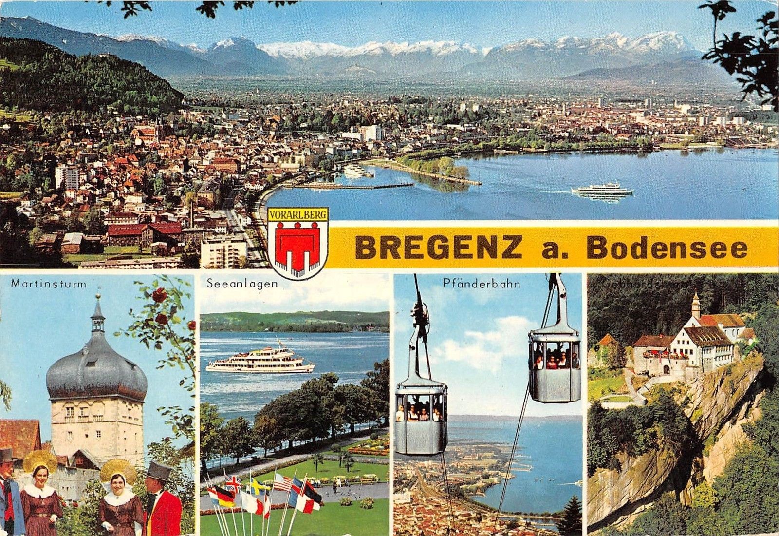 GG9107 vorarlberg bregenz a bodensee ship schiff cable train seilbahn ...