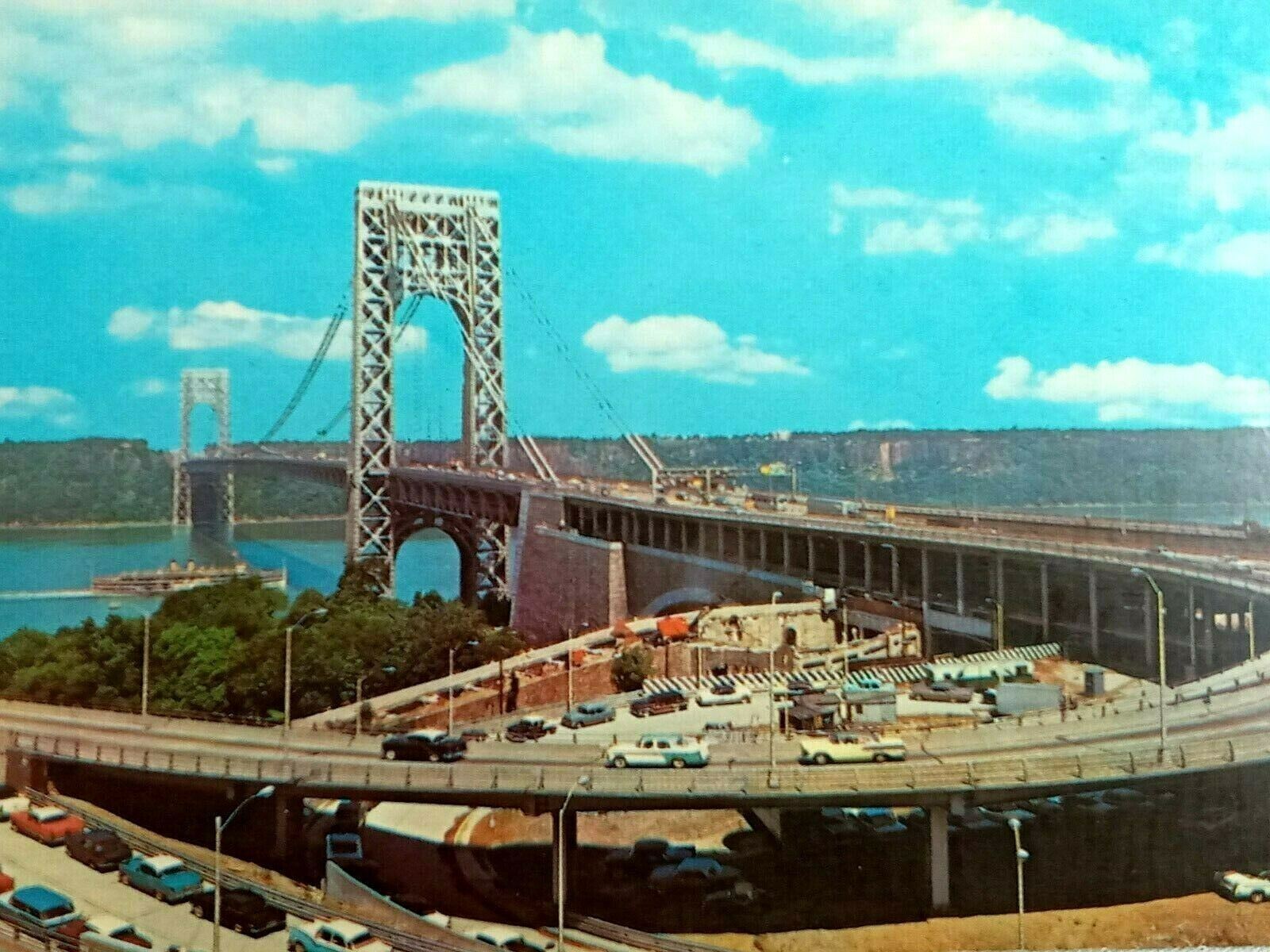 Vintage Postcard George Washington Bridge Spans between NJ and New York ...