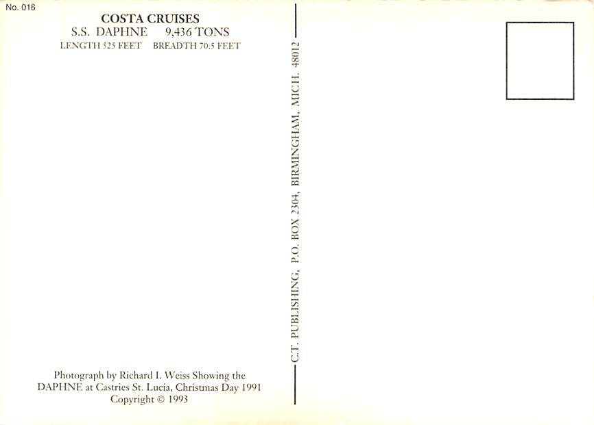 SS Daphne Costa Line Ship Unused | Topics - Other, Postcard / HipPostcard