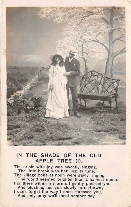 Shade Of Old Apple Tree c1910 Bamforth Photo Postcard Lovers By Bench ...