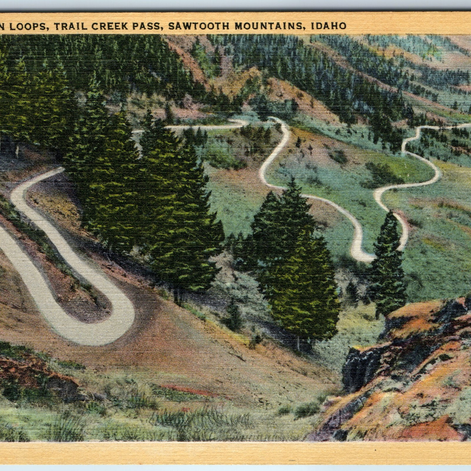 1946 Twin Falls ID Trail Creek Pass Hairpin Loops Switchback Sawtooth ...
