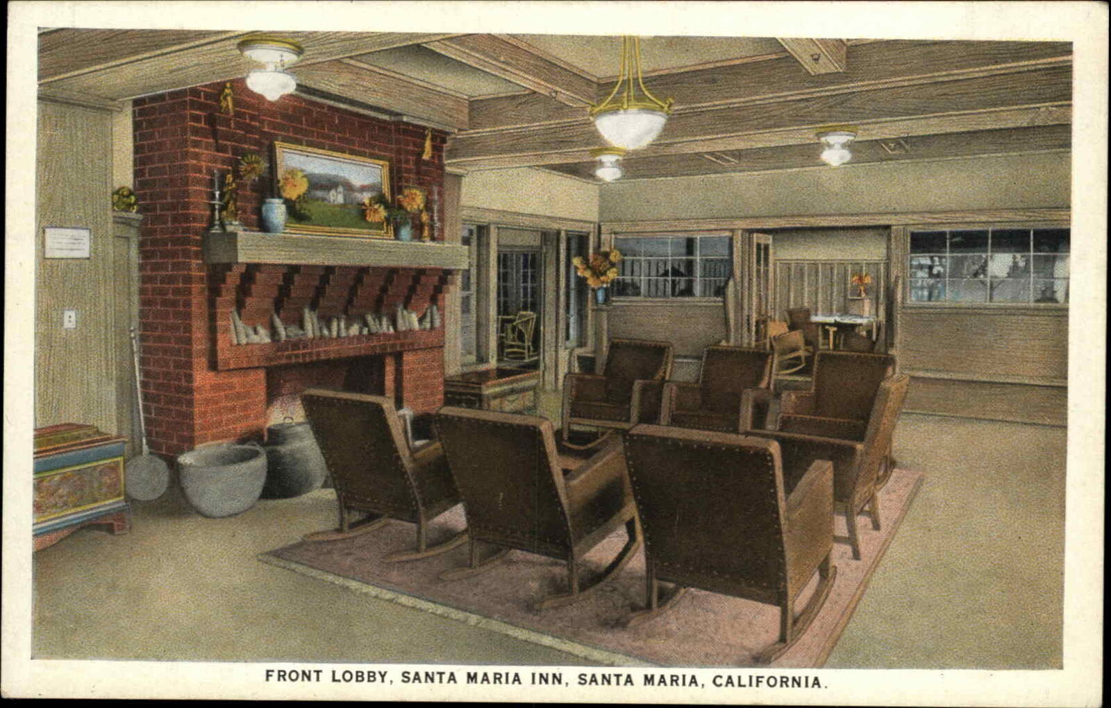Santa Maria California CA Inn Hotel Interior Lobby c1900s-20s Postcard ...