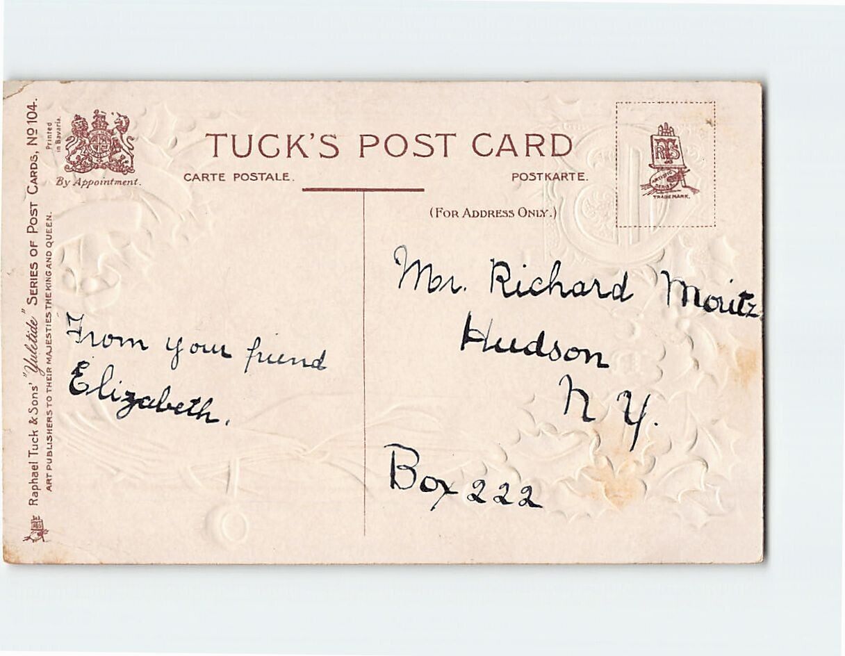 Postcard Greeting Card with Poem and Hollies Book Embossed Art Print ...