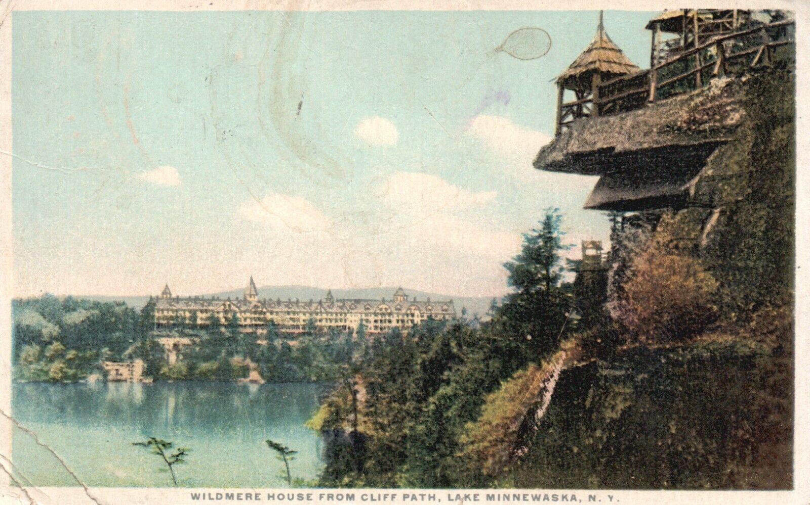 Lake Minnewaska, NY, Wildmere House from Cliff Path, 1919 Vintage ...