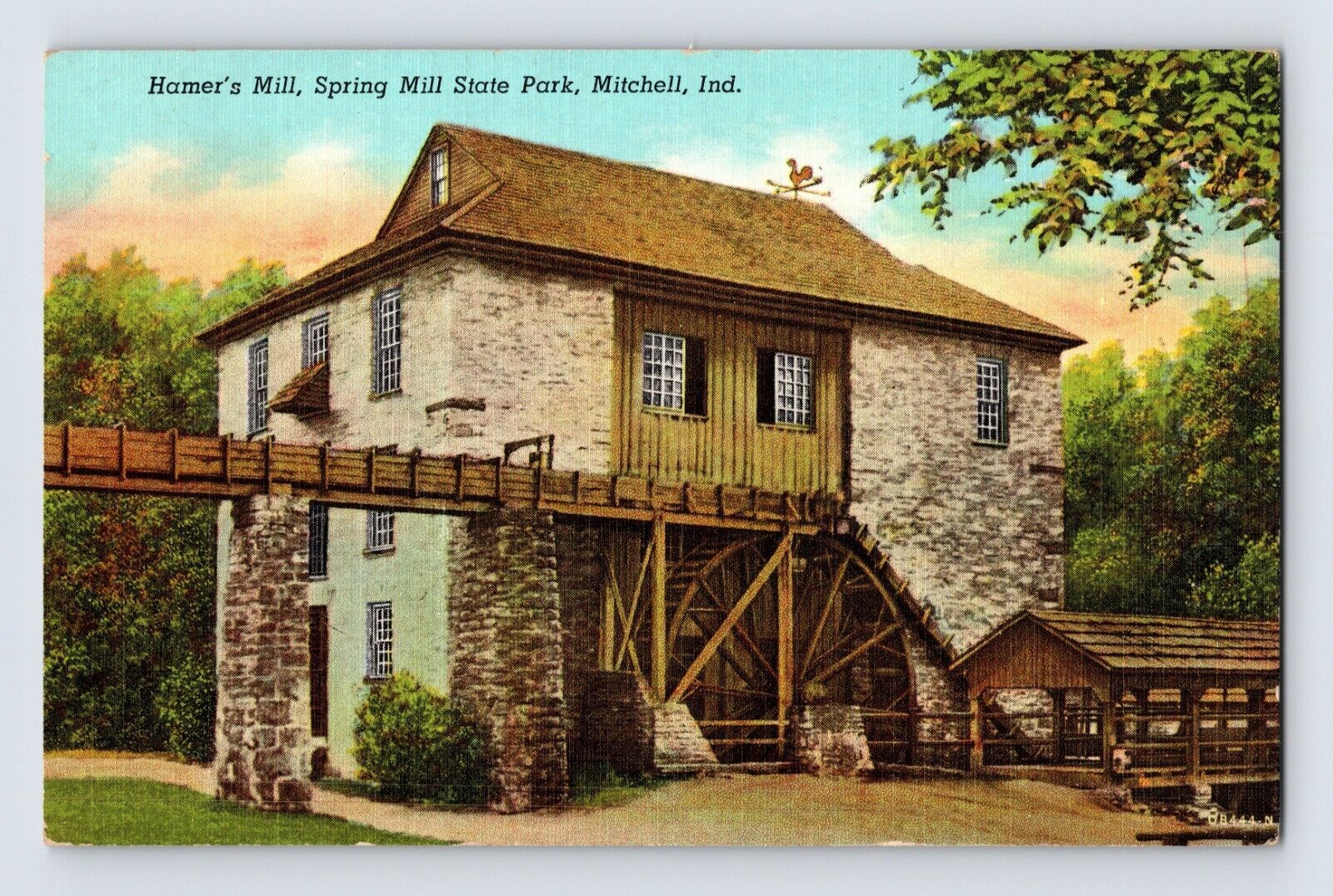 Postcard Indiana Mitchell IN Spring Mill State Park Hamer 1940s ...
