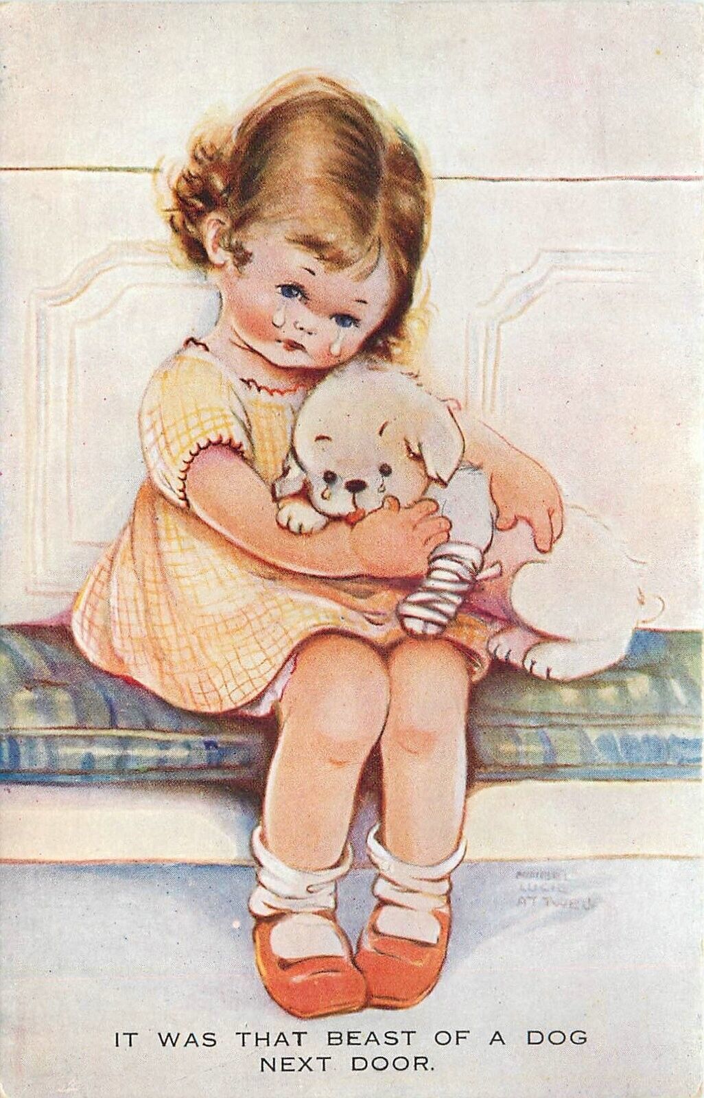 1930s Mable Lucie Atwell Girl beast dog comic humor Postcard 24-11631 ...