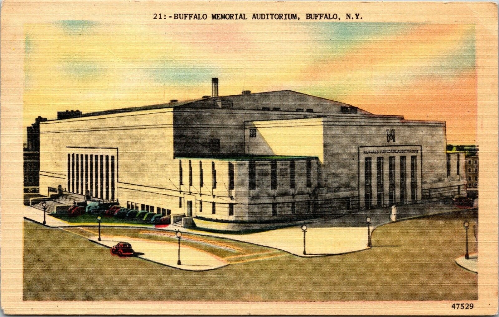 Vtg Buffalo New York NY Memorial Auditorium 1940s Linen Postcard ...