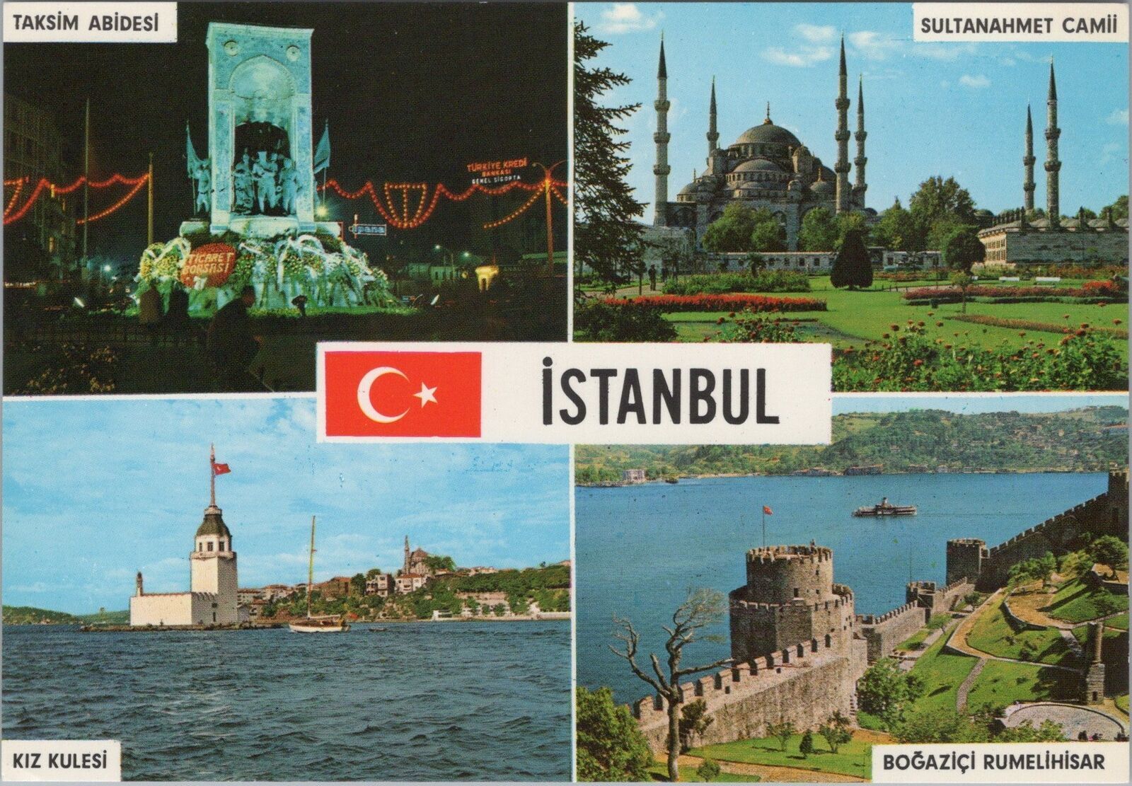 Turkey Postcard -Istanbul, Taksim Abidesi, Kiz Kulesi, Sultanahmet ...