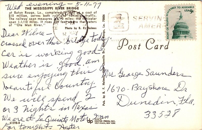 Mississippi River Bridge Baton Rouge Louisianna La Wob Note Dexter Pm ...