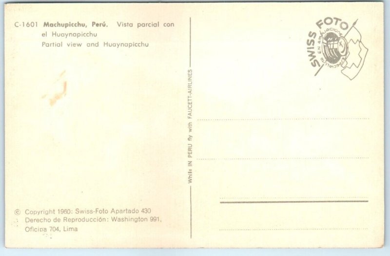 Postcard - Partial view and Huaynapicchu, Machu Picchu - Peru | Latin ...