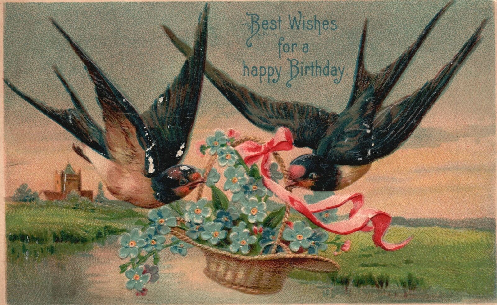 Vintage Postcard 1907 Best Wishes For A Happy Birthday Forget Me Not ...