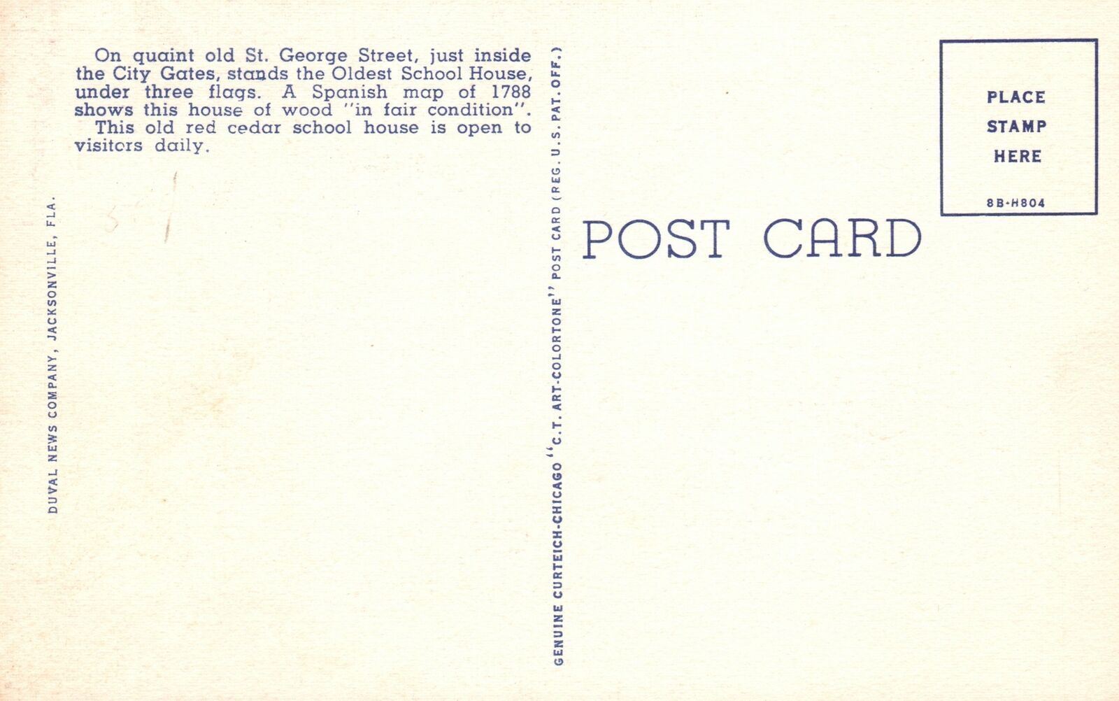 Vintage Postcard 1930's Oldest School House St. George Street St ...