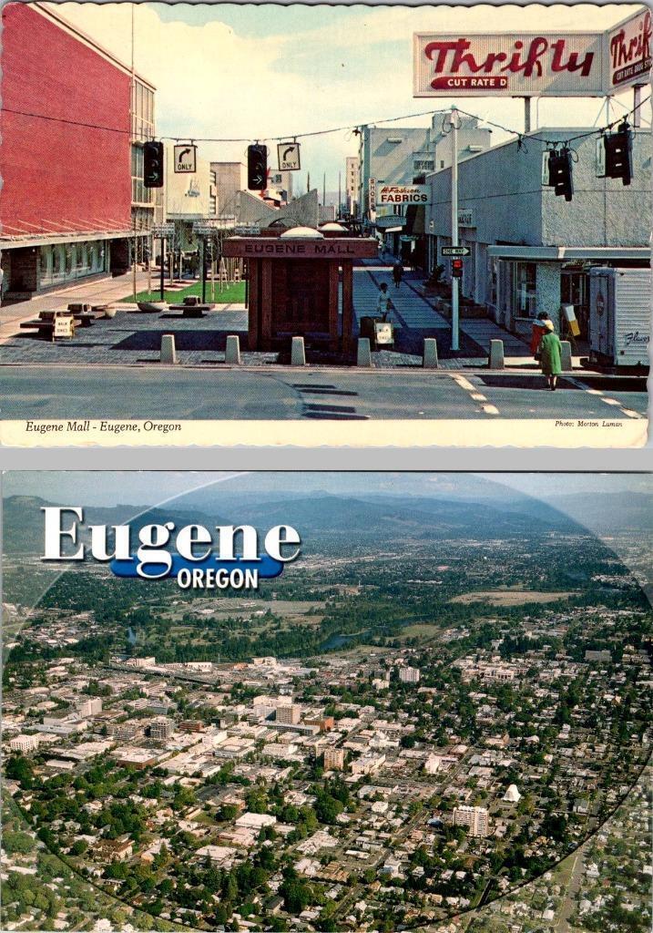 2~4X6 Postcards Eugene OR, Oregon OUTDOOR SHOPPING MALL~Thrifty ...