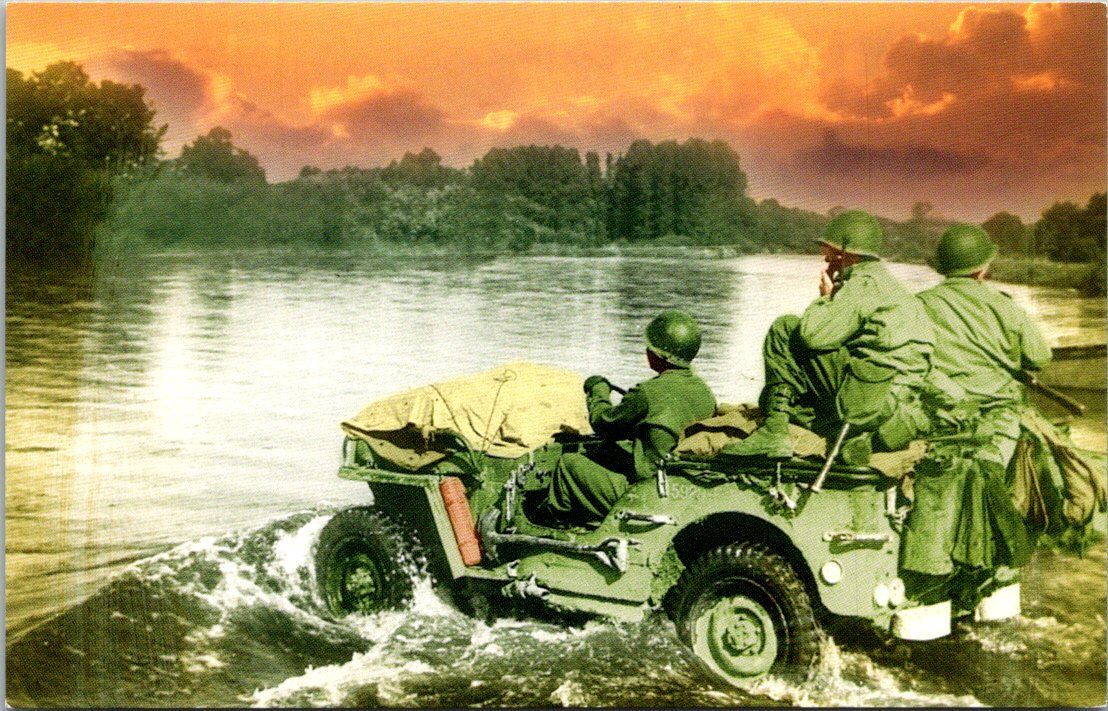 Military World War II 45th Division Jeep Crosses Moselle River At Igney ...