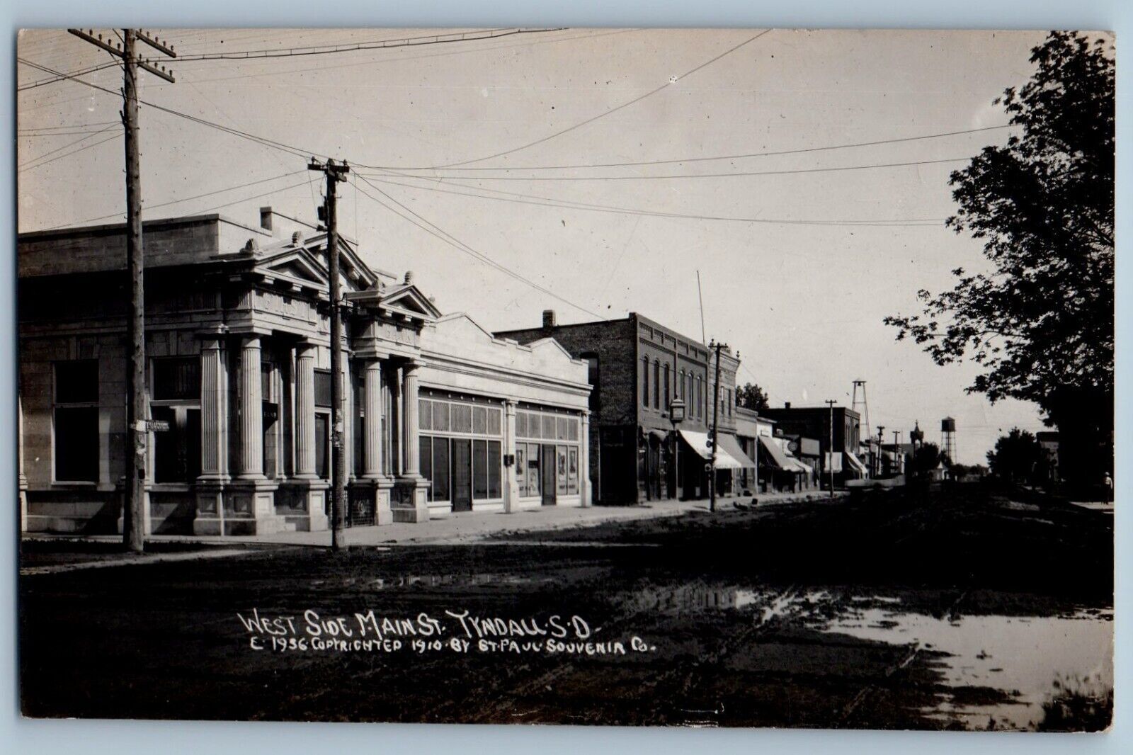 Tyndall South Dakota SD Postcard RPPC Photo West Side Main Street Dirt ...
