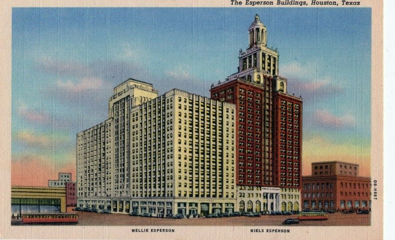 VTG 1930s The Esperson Buildings Mellie Niels Houston Texas TX Linen ...