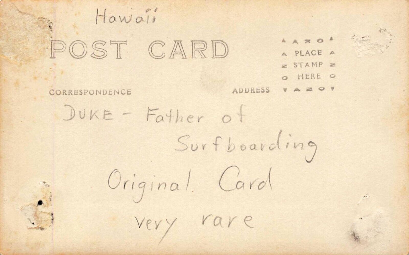 ORIGINAL "Duke Kahanamoku", Father of Surfboarding" Real Photo Postcard ...
