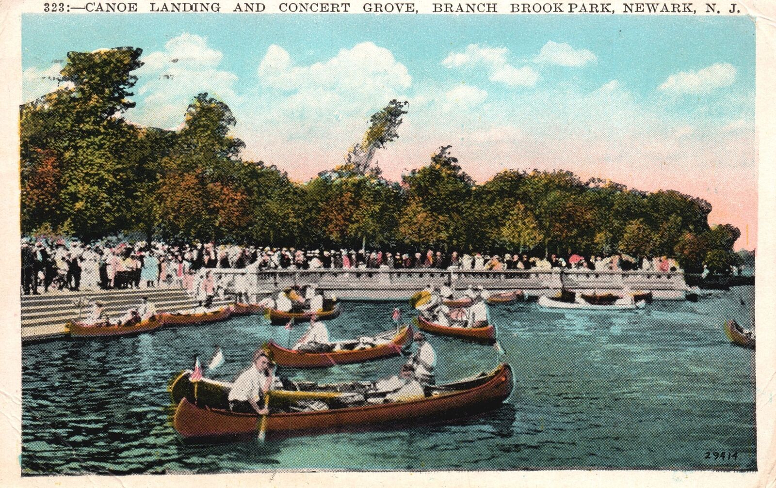Vintage Postcard 1930 Canoe Landing & Concert Grove Branch Brook Park ...