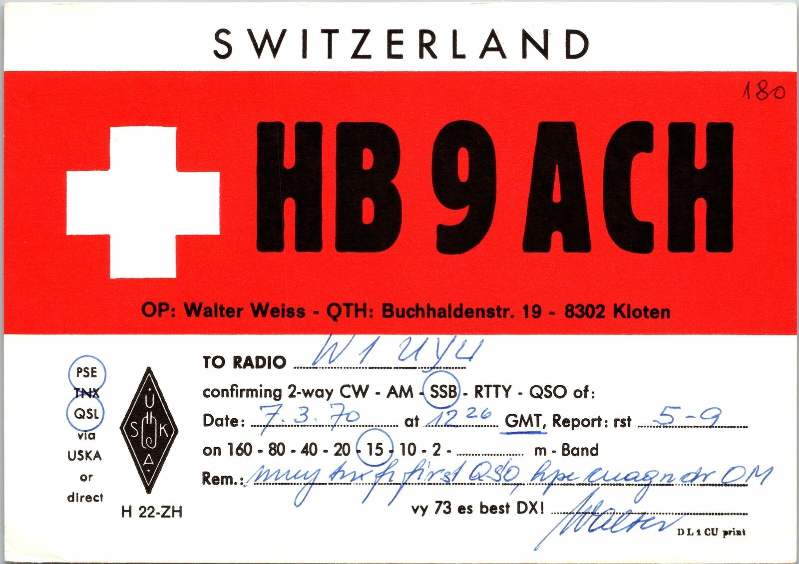 Vintage Continental Size Postcard Hb9Ach QSL HAM Radio Calling Card ...