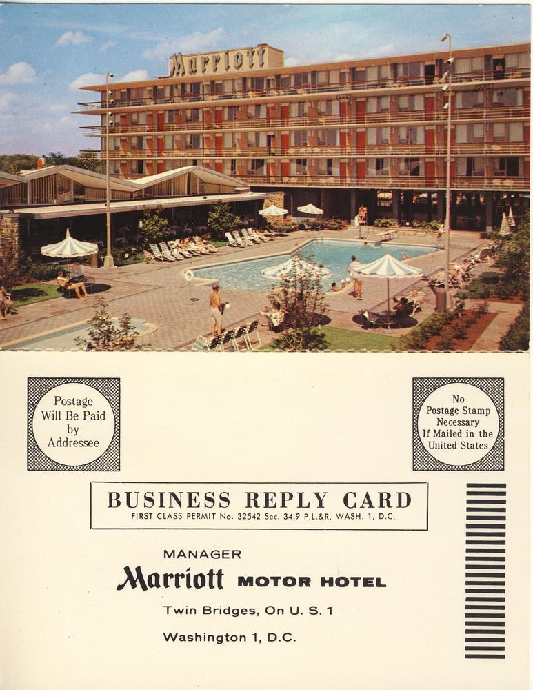 Marriott Hotel Rate & Reservation Card/Postcard, Washington, DC, 1960's ...