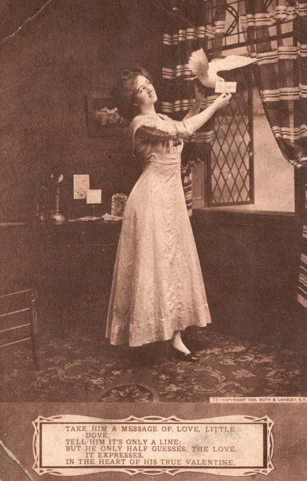 Vintage Postcard 1910's Take Him A Message Of Love Little Dove Sending ...