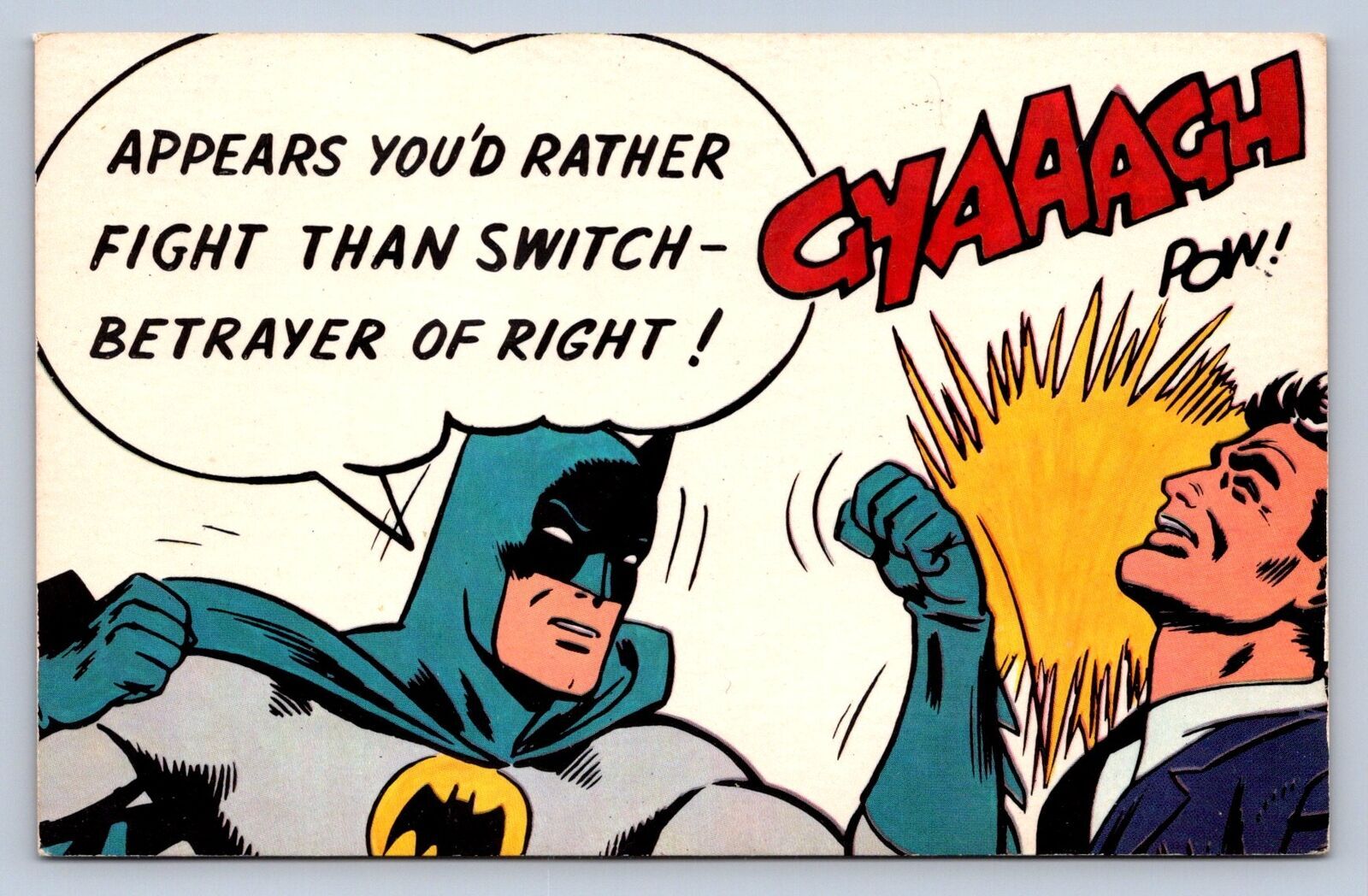 J99/ Batman Interesting 1966 Postcard "Batgram" #4of10 POW! Punch Comic ...