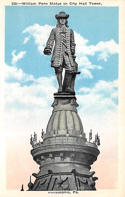 William Penn Statue on City Hall Tower Philadelphia Pennsylvania, PA ...