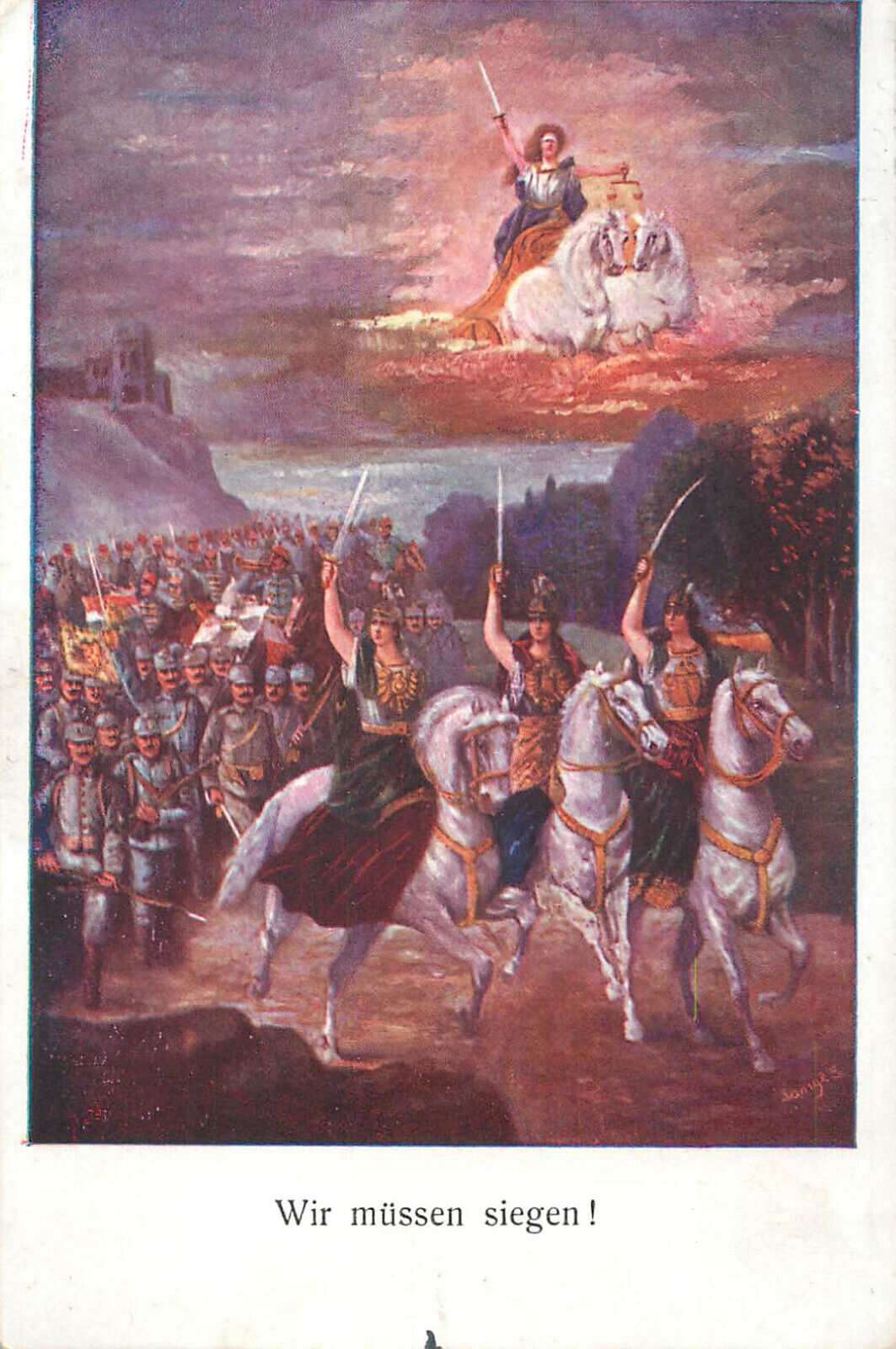 We must win! 1915 Military amazons white horses propaganda allegory ww1 ...