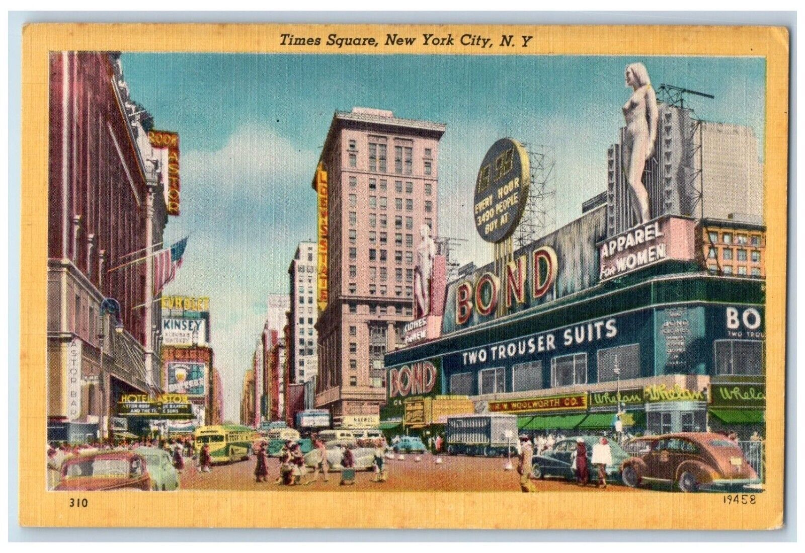 c1940's Hotel Astor Woolworth Co. Bond Times Square New York City NY ...