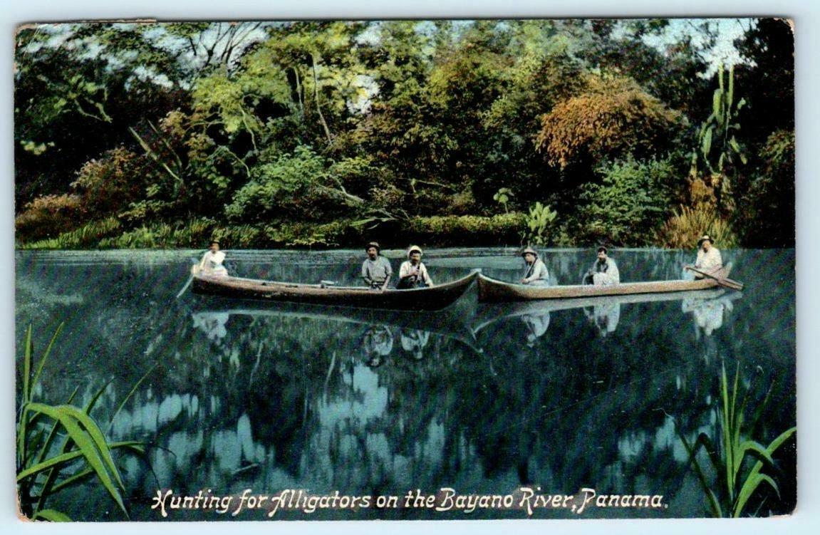 PANAMA ~ Hunting for ALLIGATORS on the BAYANO RIVER ca 1910s Postcard ...