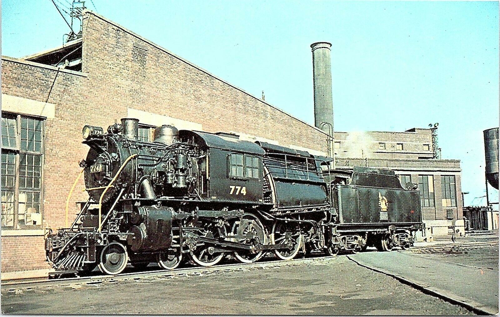 Postcard~Jersey Central Railroad~Steam Locomotive~Jersey City, NJ ...
