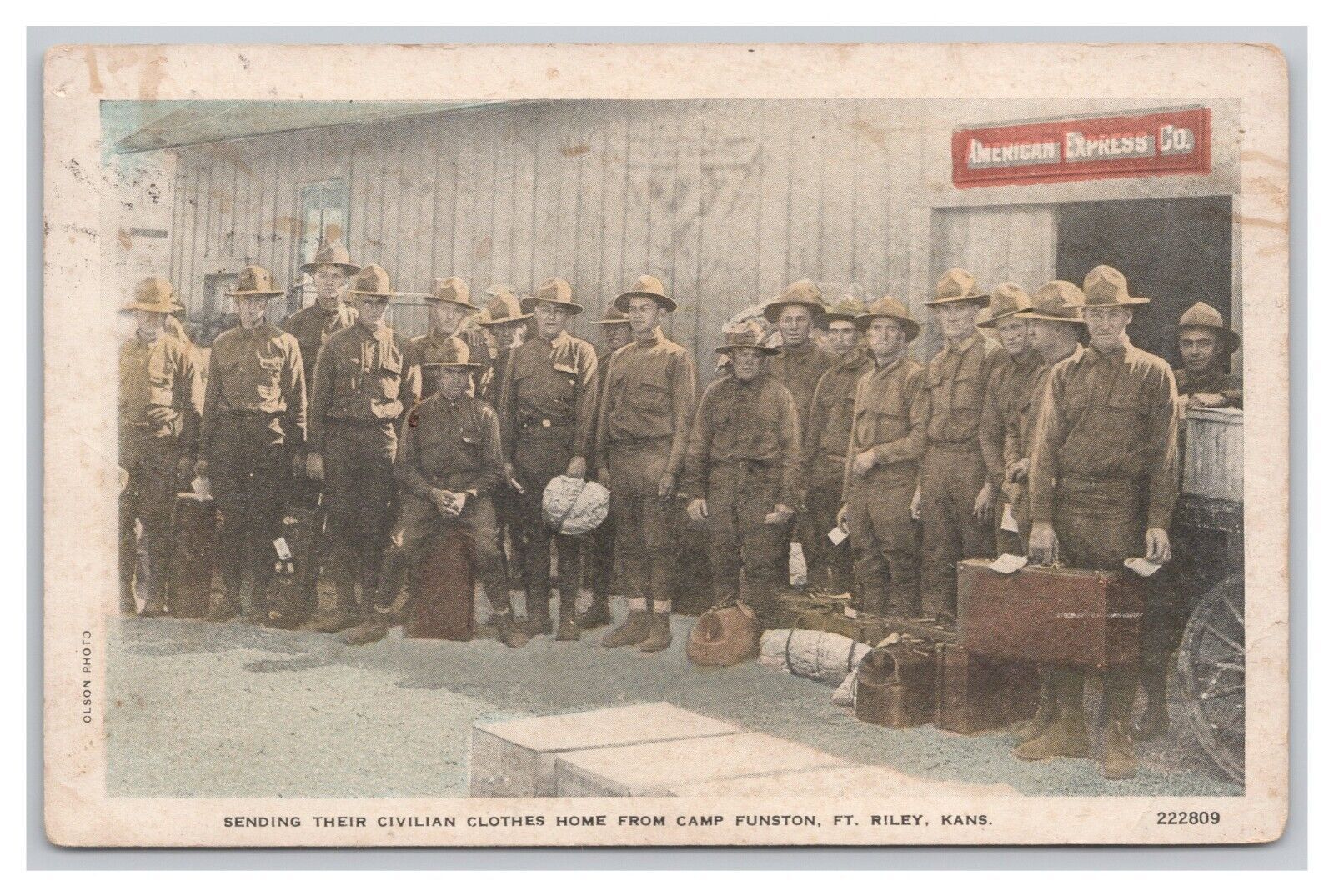 Camp Funston Fort Riley Kansas Postcard Sending Their Civilian Clothes ...