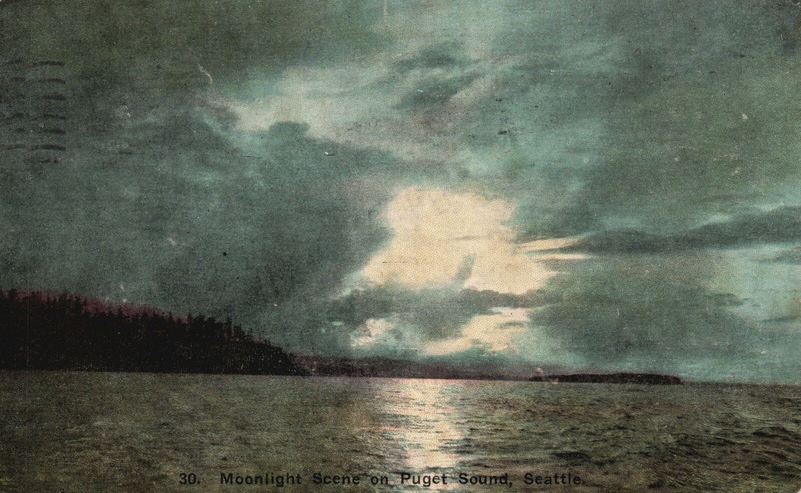 Vintage Postcard 1911 Moonlight Scene On Puget Sound Seattle Washington ...
