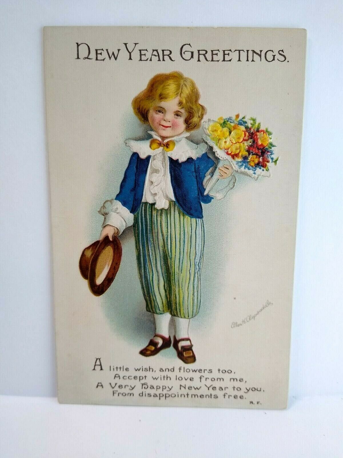 New Year Postcard Ellen Clapsaddle Series 1936 Victorian Child With ...