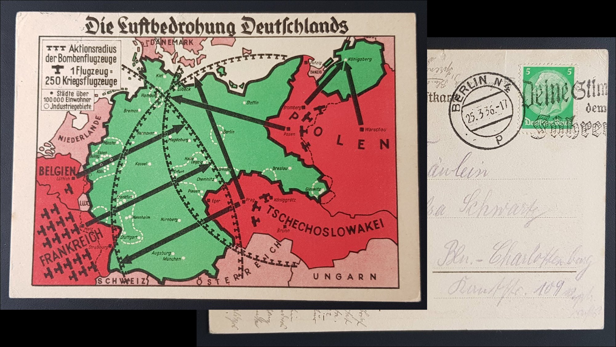 Germany Third 3rd Reich Original Wwii Propaganda MAP Card the Dangers ...