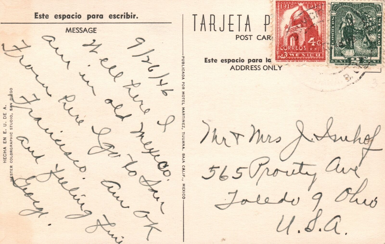 Vintage Postcard Bull Ring Plaza De Toros Tijuana Baja Mexico Motel ...