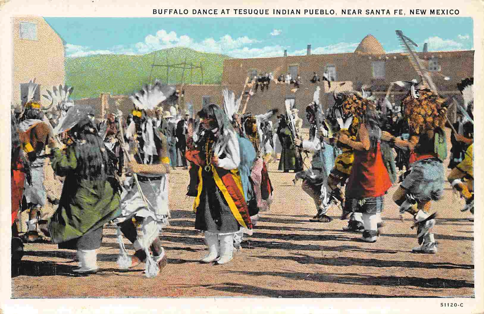 Buffalo Dance Tesuque Indian Pueblo Native American Santa Fe NM 1920s ...