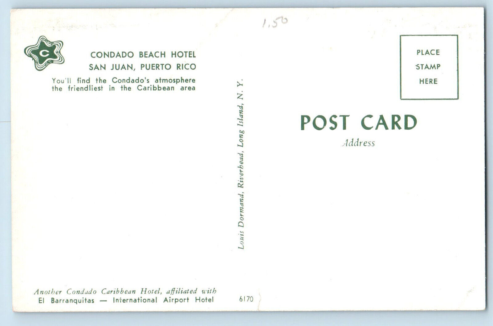 San Juan Puerto Rico Postcard Aerial View Condado Beach Hotel c1950's ...